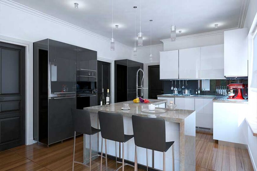 5 Inspirasi Dapur Minimalis Mirip Cafe dengan Lampu Gantung